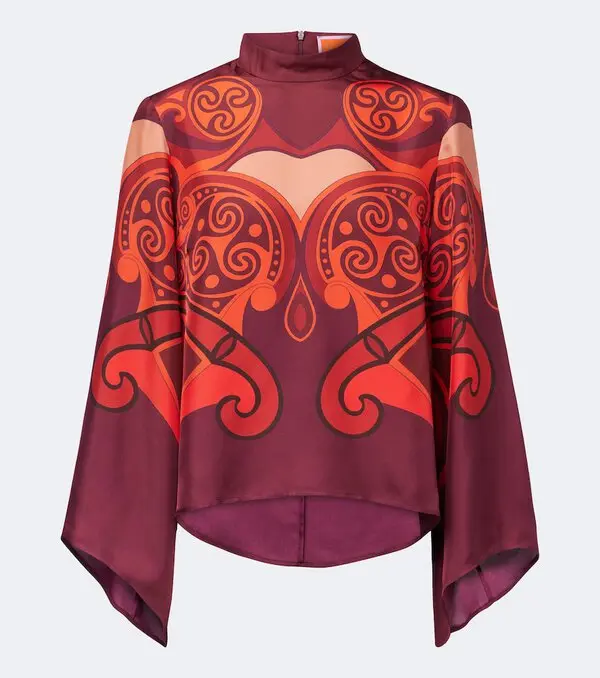 La DoubleJ Make An Exit Printed Silk Twill Top - Multicoloured