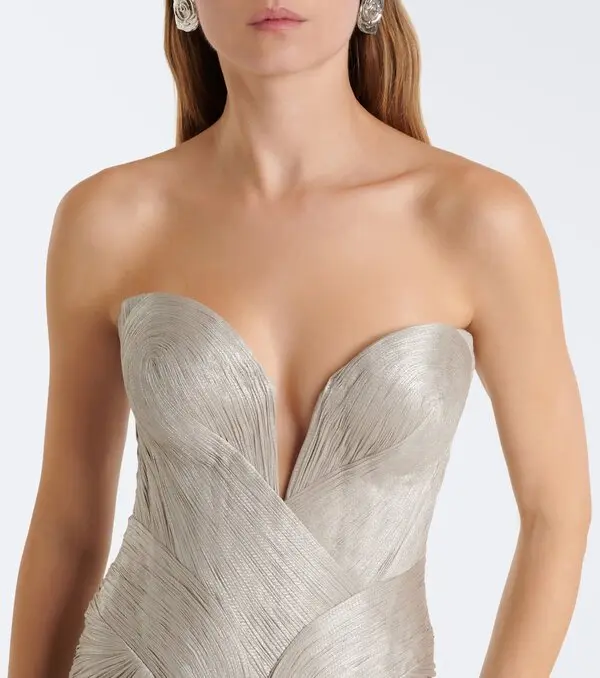 MARIA LUCIA HOHAN Noor Pleated Silk Bustier Gown