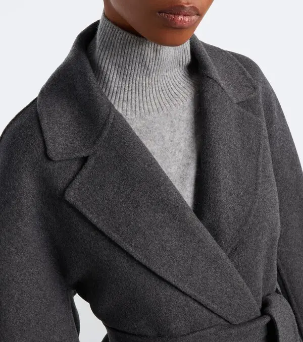 Max Mara Scarf-detail Virgin Wool Wrap Coat