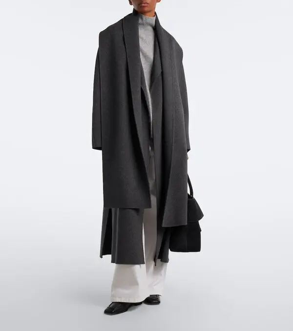 Max Mara Scarf-detail Virgin Wool Wrap Coat