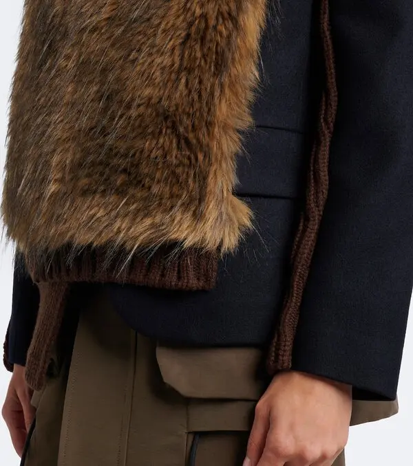 Sacai Ribbed-knit Wool-blend Jacket