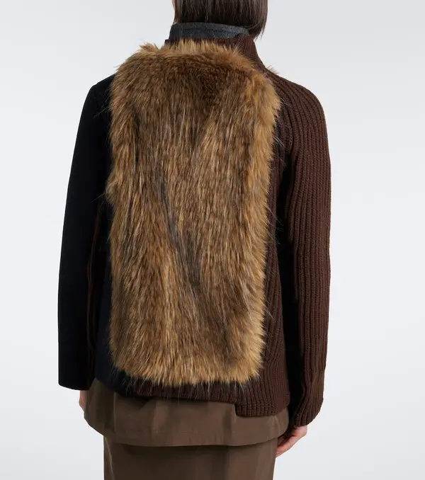 Sacai Ribbed-knit Wool-blend Jacket