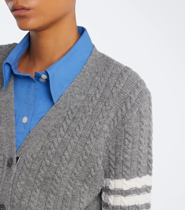 Thom Browne 4-bar Cable-knit Virgin Wool Cardigan