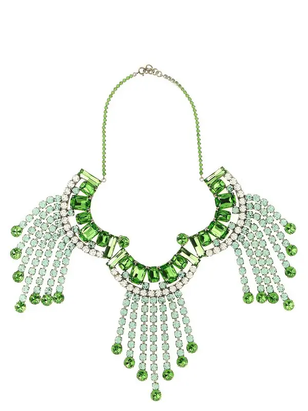Dries Van Noten Maxi Necklace With Rhinestones - Green