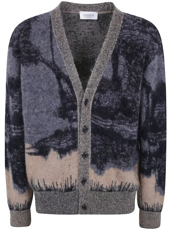 LANEUS Cardigan Color Knitted Cardigan - Multi
