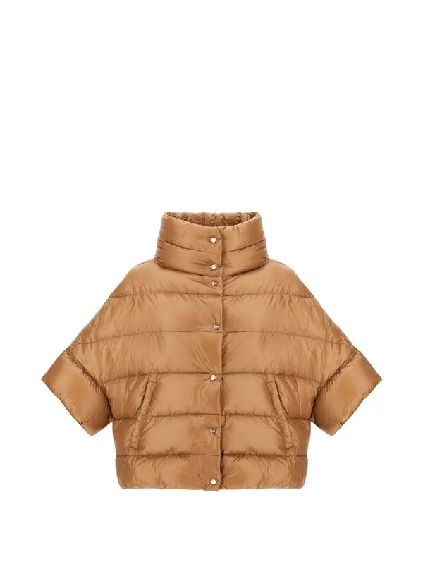 Herno High Collar Quilted Cape - Brown