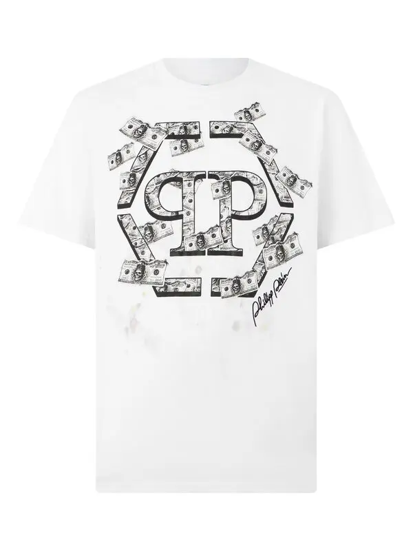 Philipp Plein Crew Neck Dollar Hexagon T-shirt