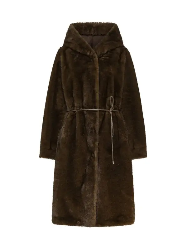 SEVENTY VENEZIA Long Reversible Faux Fur Coat - Brown