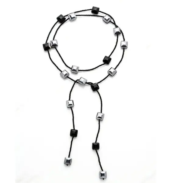 JAREDJAMIN Juno Glass & Crystal Lariat - Black