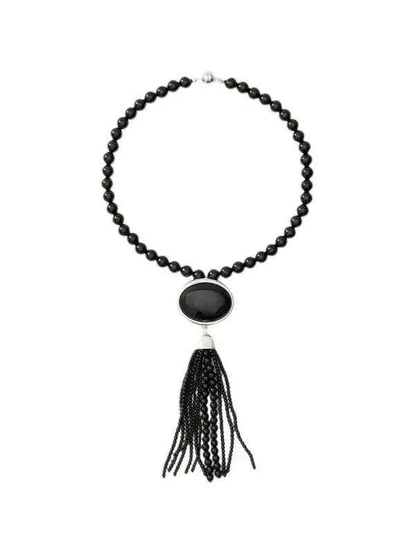 JULIETTA Clio Beaded Tassel Necklace - Silver