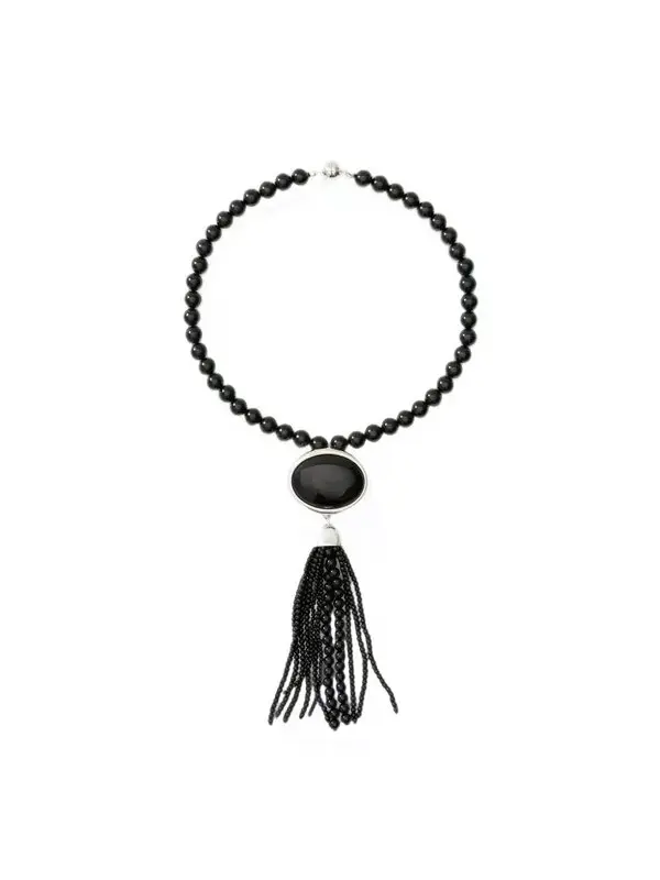 JULIETTA Clio Beaded Tassel Necklace - Silver