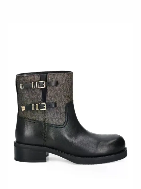 Michael Kors Darrington Leather And Signature Logo Ankle Boots - Black