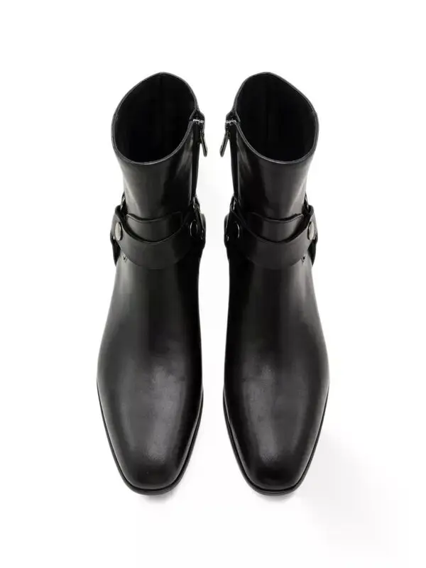 SANGUE Harness-detail Leather Ankle Boots