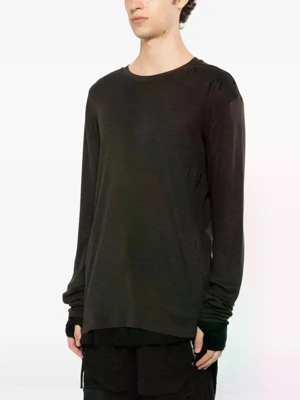 THOM KROM Distressed Layered-effect T-shirt