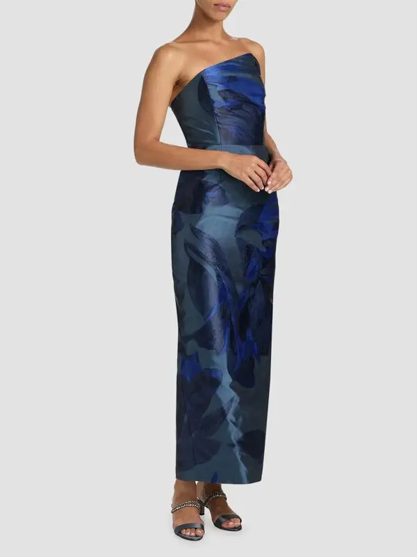 MILLY Tropical-print Jacquard Midi-dress
