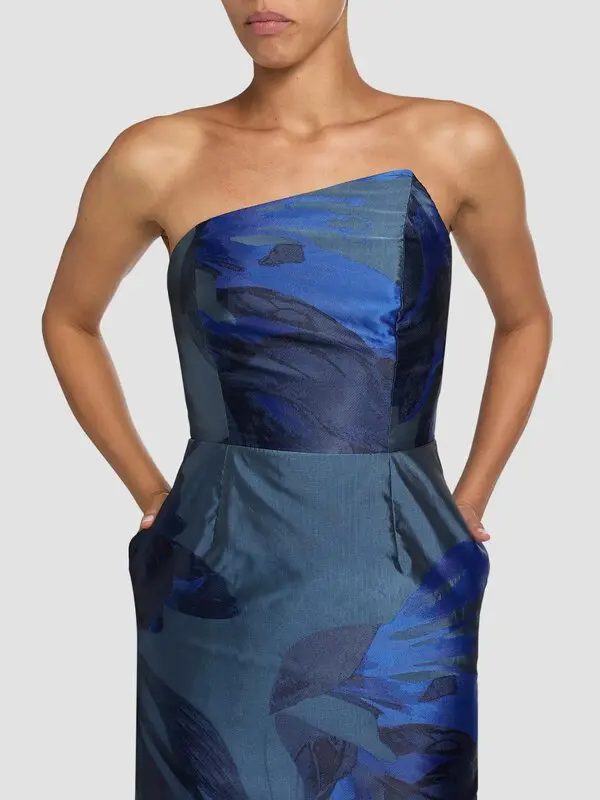 MILLY Tropical-print Jacquard Midi-dress