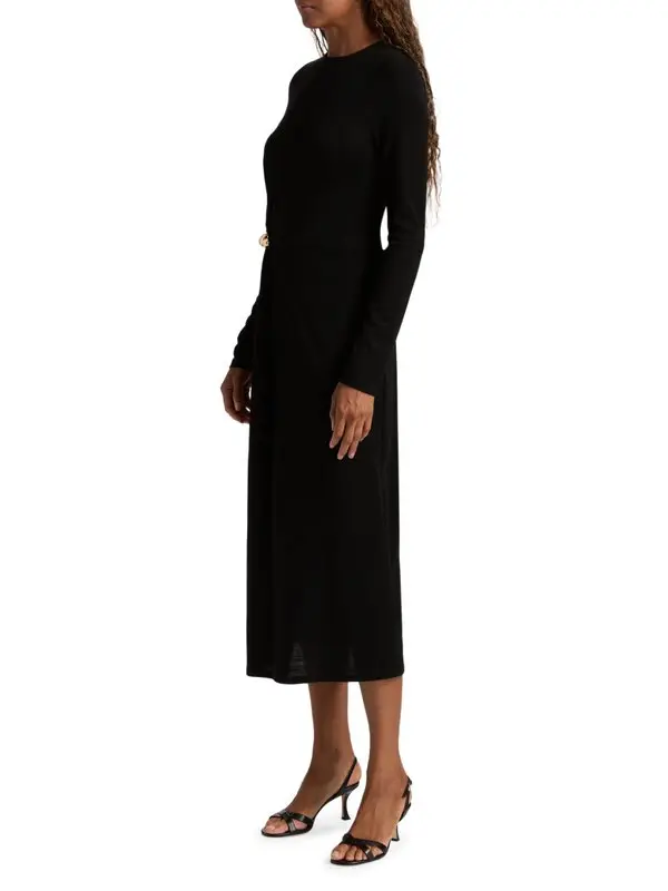 Vince Draped Wool-blend Crewneck Midi-dress