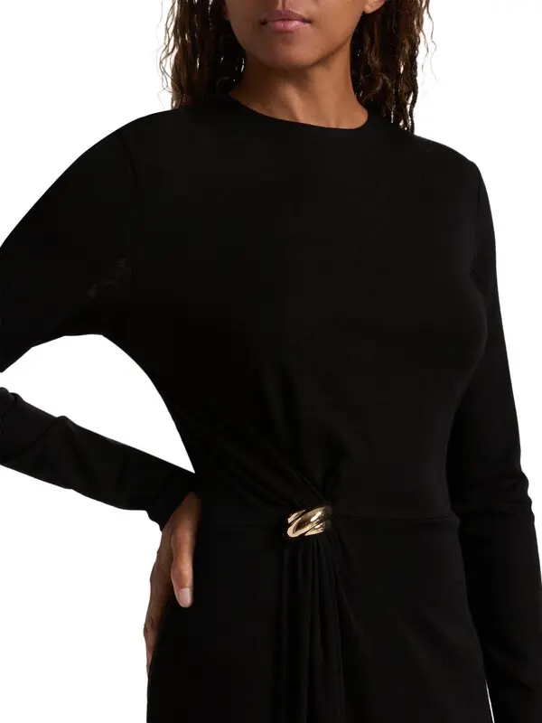 Vince Draped Wool-blend Crewneck Midi-dress