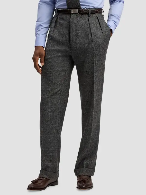Ralph Lauren Purple Label Glenn Checked Wool-cashmere Trousers