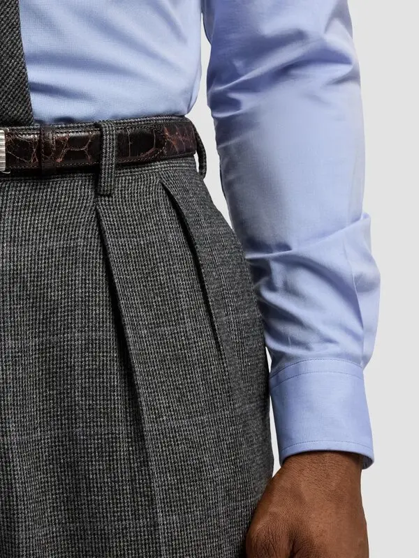 Ralph Lauren Purple Label Glenn Checked Wool-cashmere Trousers
