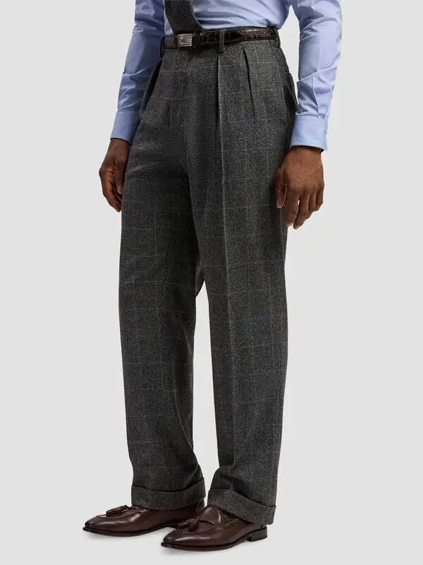 Ralph Lauren Purple Label Glenn Checked Wool-cashmere Trousers