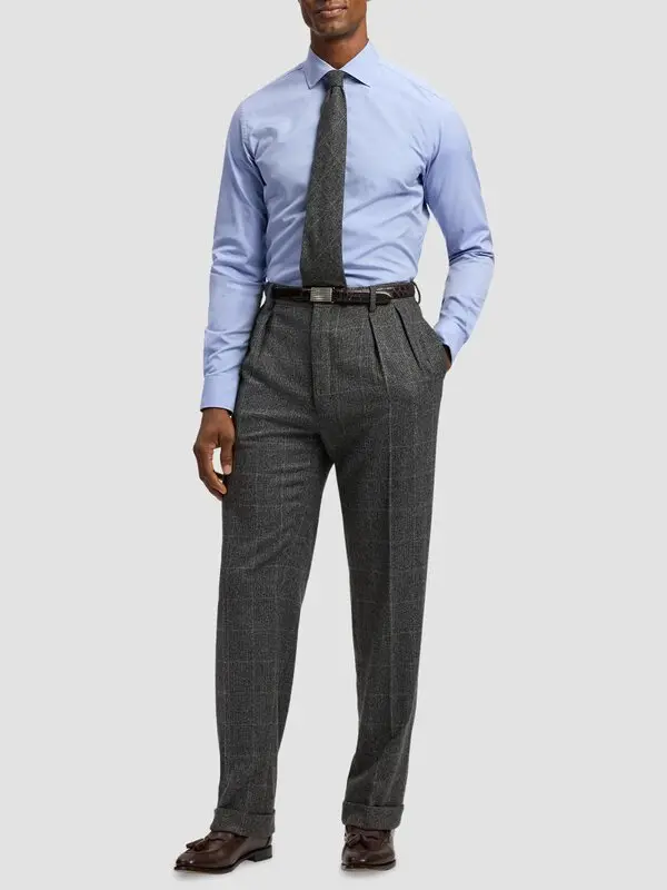 Ralph Lauren Purple Label Glenn Checked Wool-cashmere Trousers