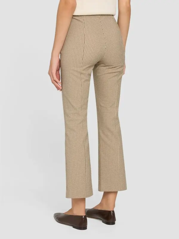 Vince Niki Mid-rise Plaid Crop Flare Pants - Oak Buff Check