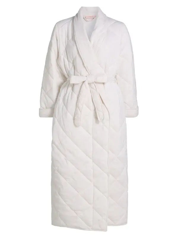 PAPINELLE Quilted Cotton Maxi Robe - Ecru