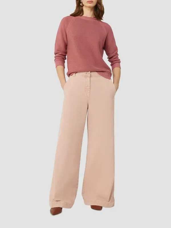 Max Mara Cotton Canvas Wide Leg Trousers