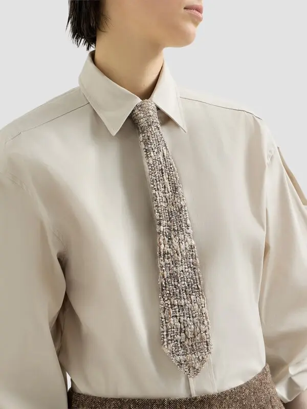 Brunello Cucinelli Dazzling Craquelé Embroidery Tie In Mohair And Wool