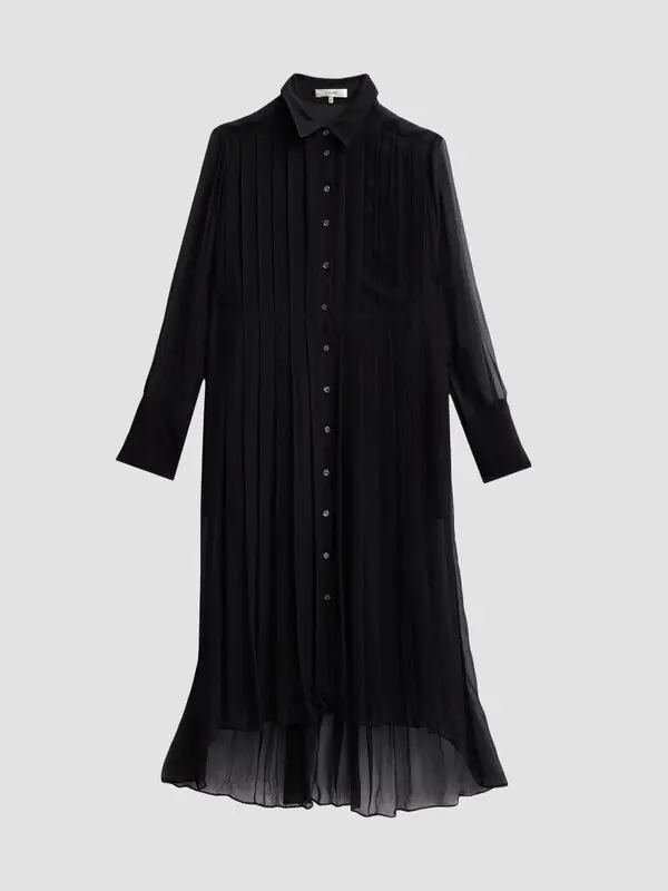 FRAME The Whisper Pleat Dress - Black