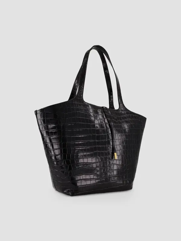 Vince Mia Croc-embossed Leather Tote Bag