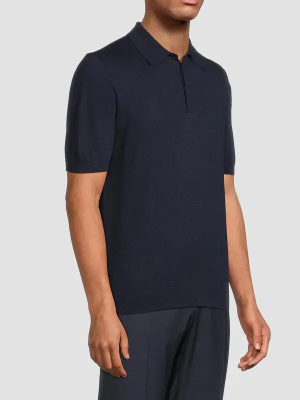 Canali Dressy Lux Modern-fit Suede Placket Polo Shirt