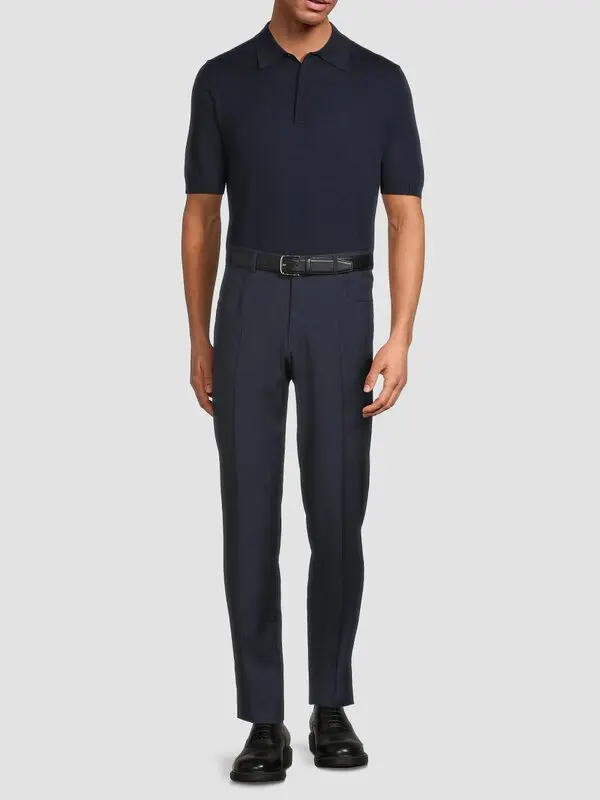 Canali Dressy Lux Modern-fit Suede Placket Polo Shirt