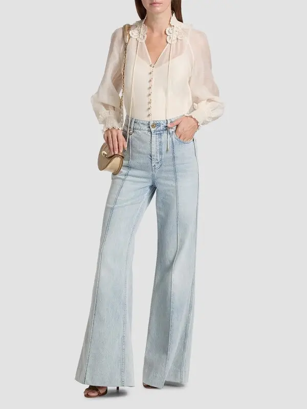 Zimmermann Rebellion Linen-silk Collared Blouse