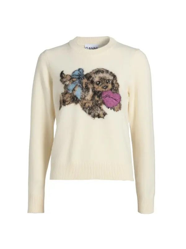 GANNI Puppy Love Crewneck Sweater