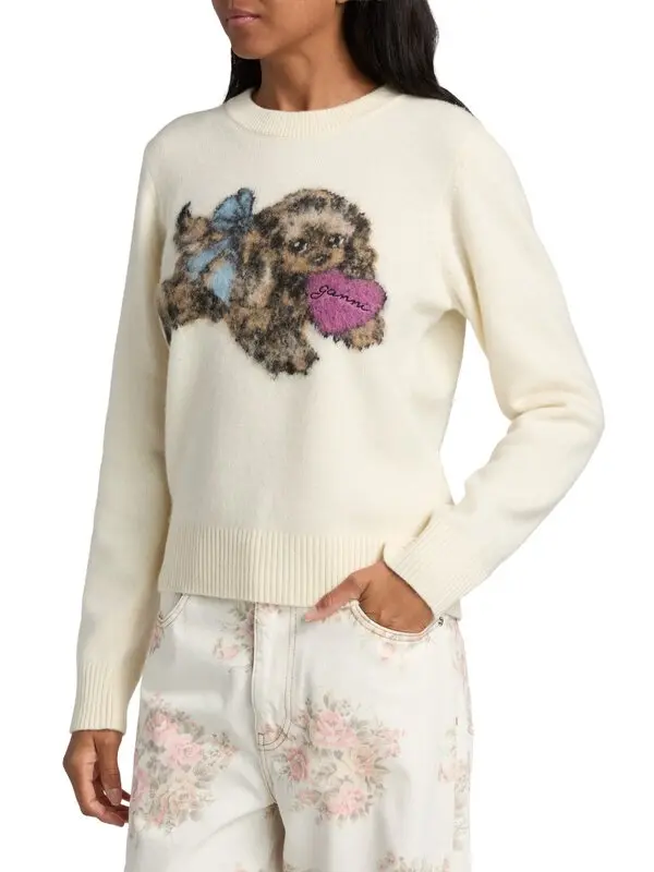 GANNI Puppy Love Crewneck Sweater