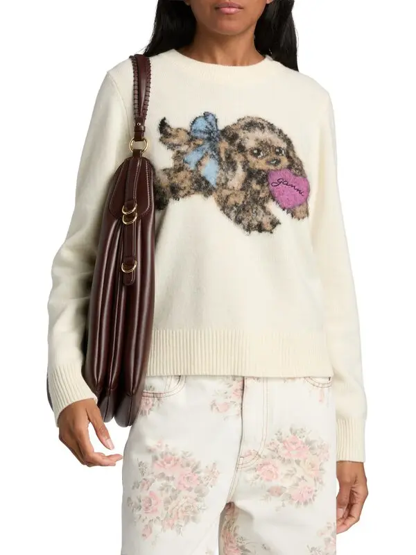 GANNI Puppy Love Crewneck Sweater