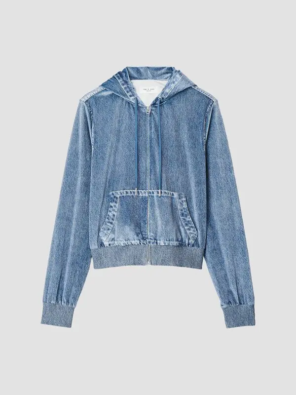 Rag & Bone Rb Miramar Velvet Zip-up Hoodie - Sutton