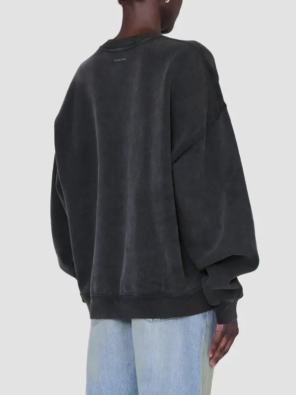 ANINE BING Miles Leopard-printed Logo Cotton Sweatshirt
