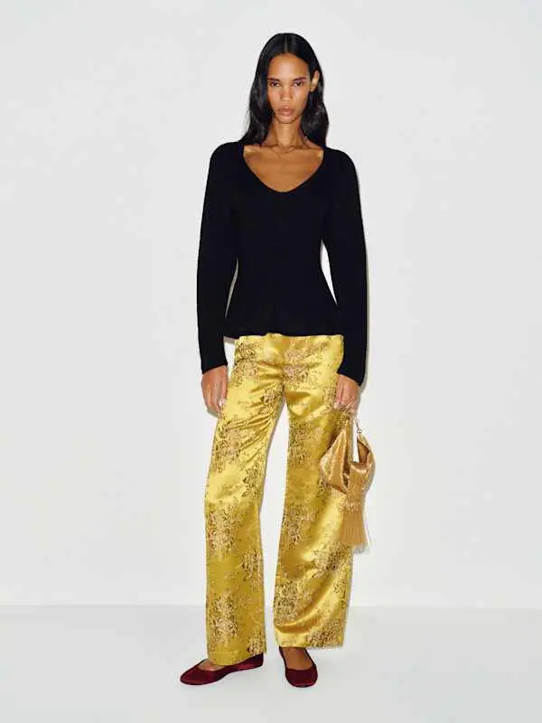 REFORMATION Beth Cashmere Peplum Sweater