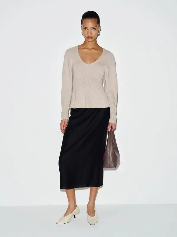 REFORMATION Beth Cashmere Peplum Sweater - Multi