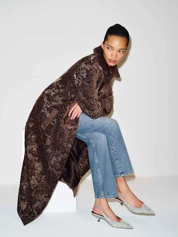 REFORMATION Wells Slingback Heel Light Jacquard