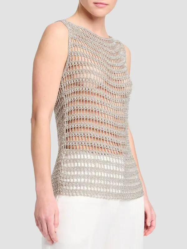 TWP Cleo Metallic Crochet Tank