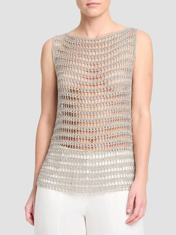 TWP Cleo Metallic Crochet Tank