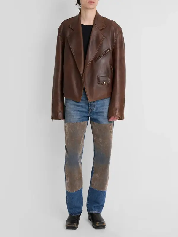 MAISON MARGIELA Notch Lapel Leather Biker Jacket