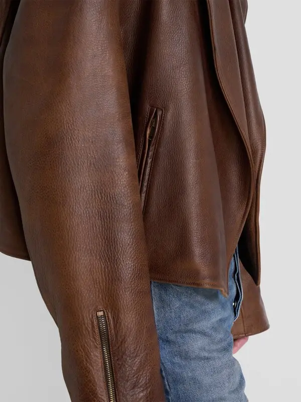 MAISON MARGIELA Notch Lapel Leather Biker Jacket