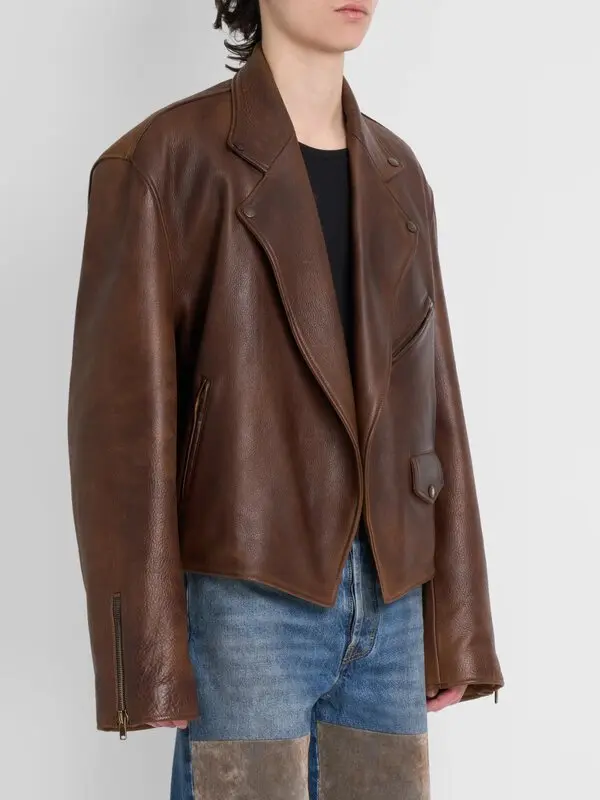 MAISON MARGIELA Notch Lapel Leather Biker Jacket