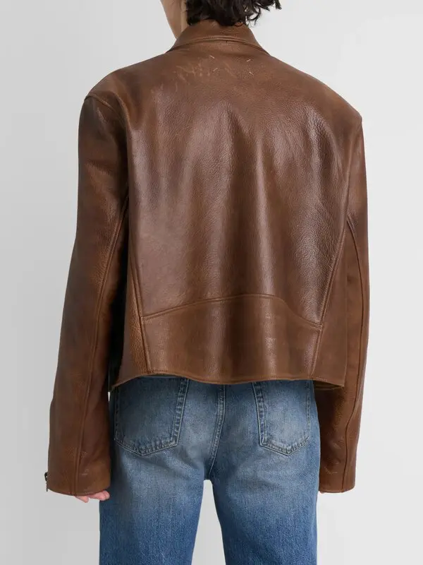 MAISON MARGIELA Notch Lapel Leather Biker Jacket