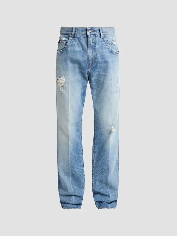 Dolce & Gabbana Orta Distressed Straight-leg Jeans - Light Blue